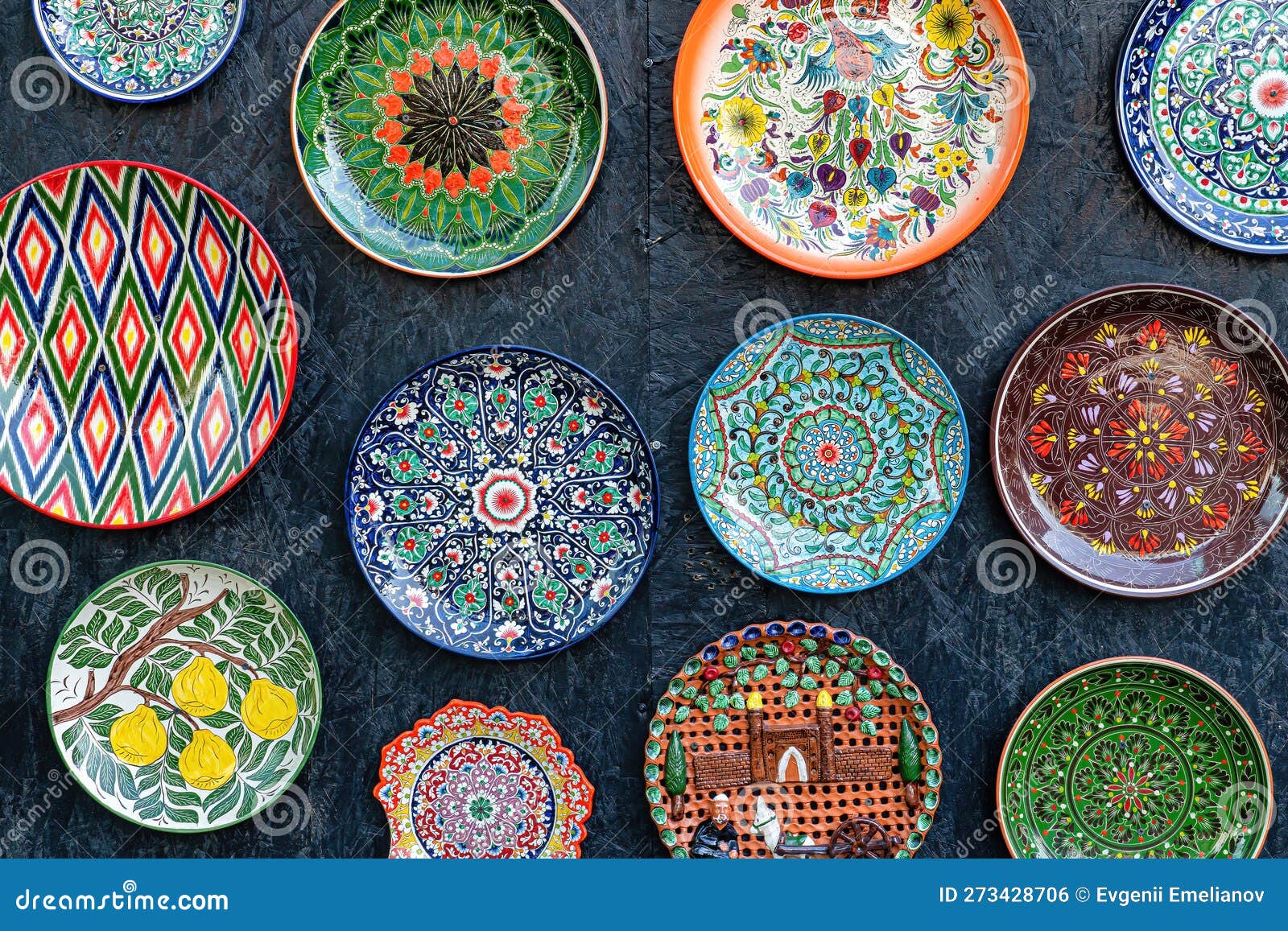 Arabic Painted Ceramic Plates on the Wall. Stock Photo - Image of ...