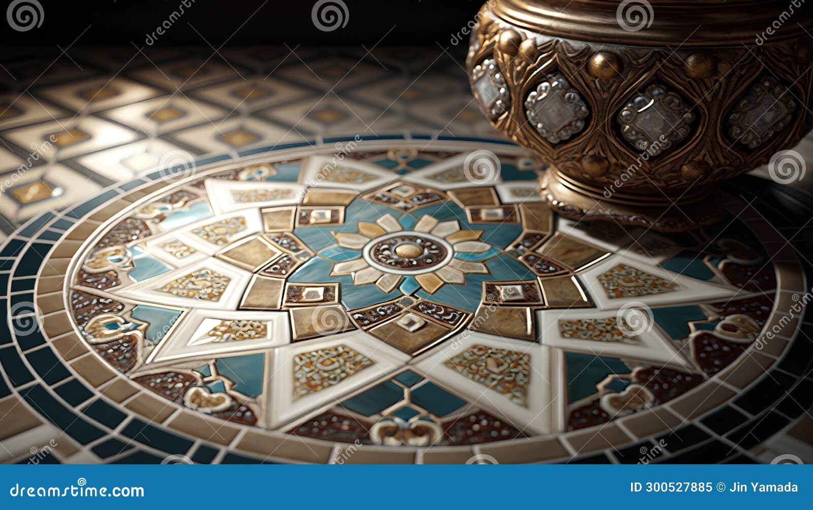 Arabic Pattern on the Floor of the Mosque. 3d Rendering Stock ...