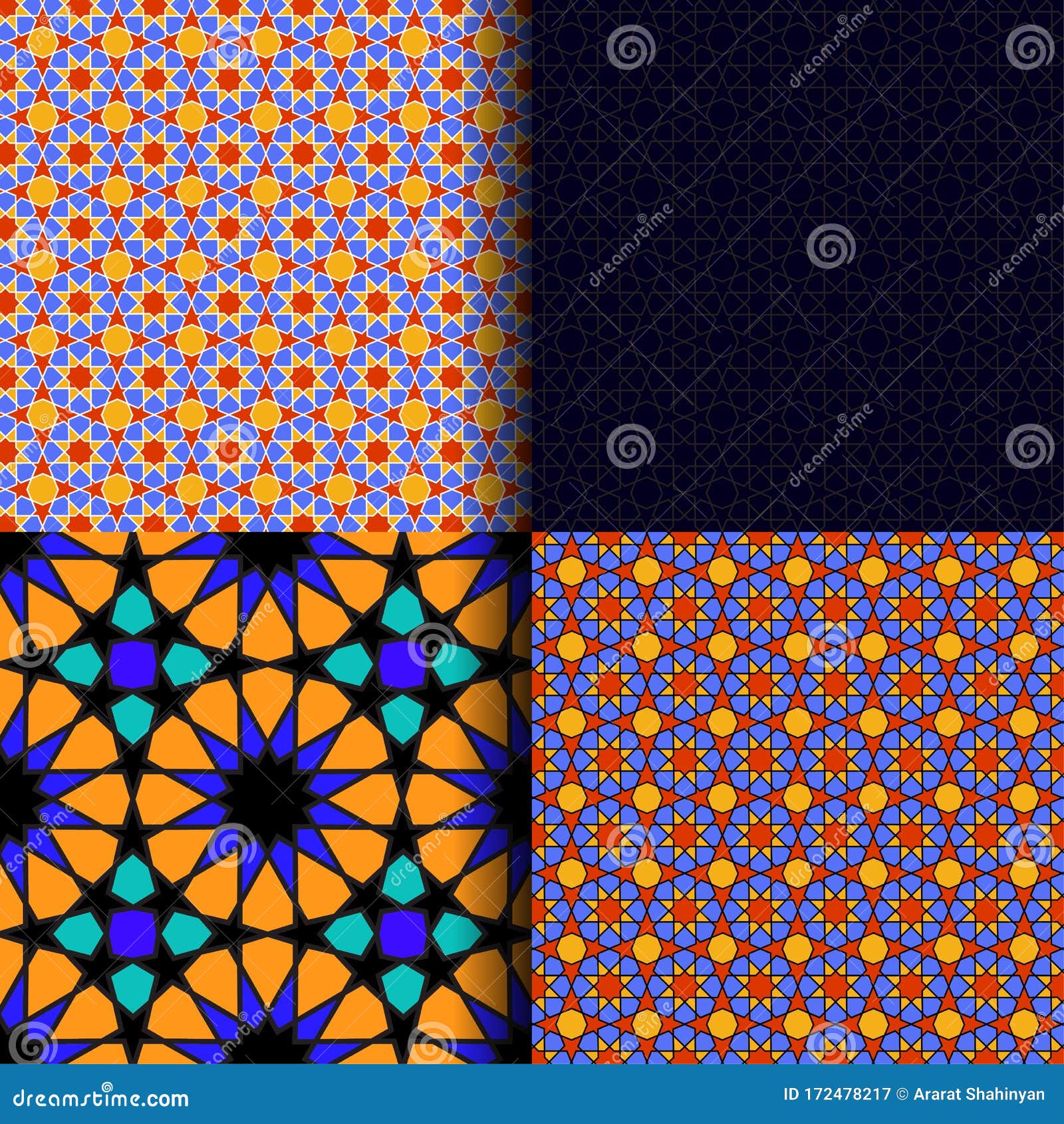 Arabic Pattern.Set of Arabic Seamless Patterns, Stock Illustration ...