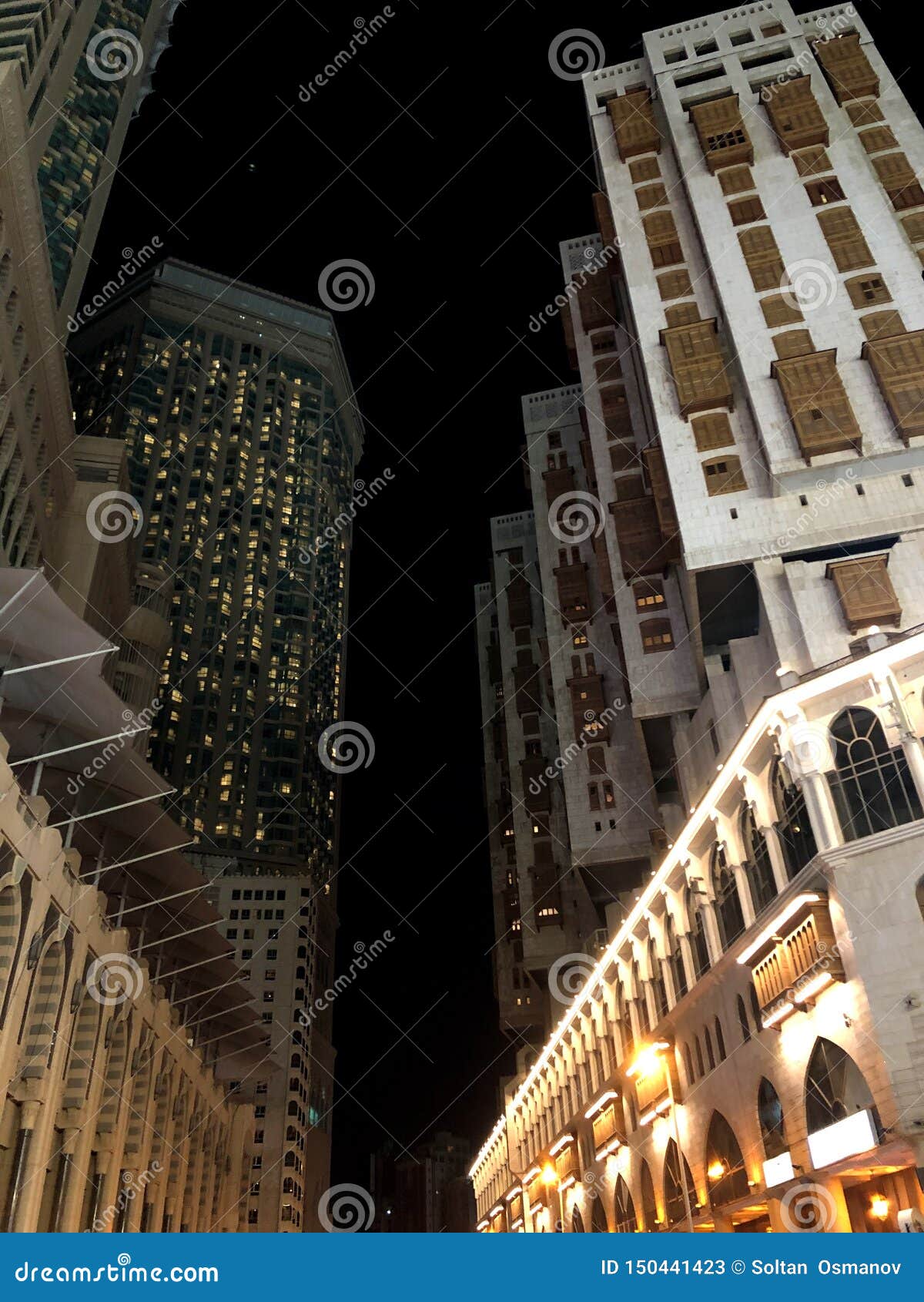 Modern Arab Architecture with National Elements. Evening Lighting Stock ...