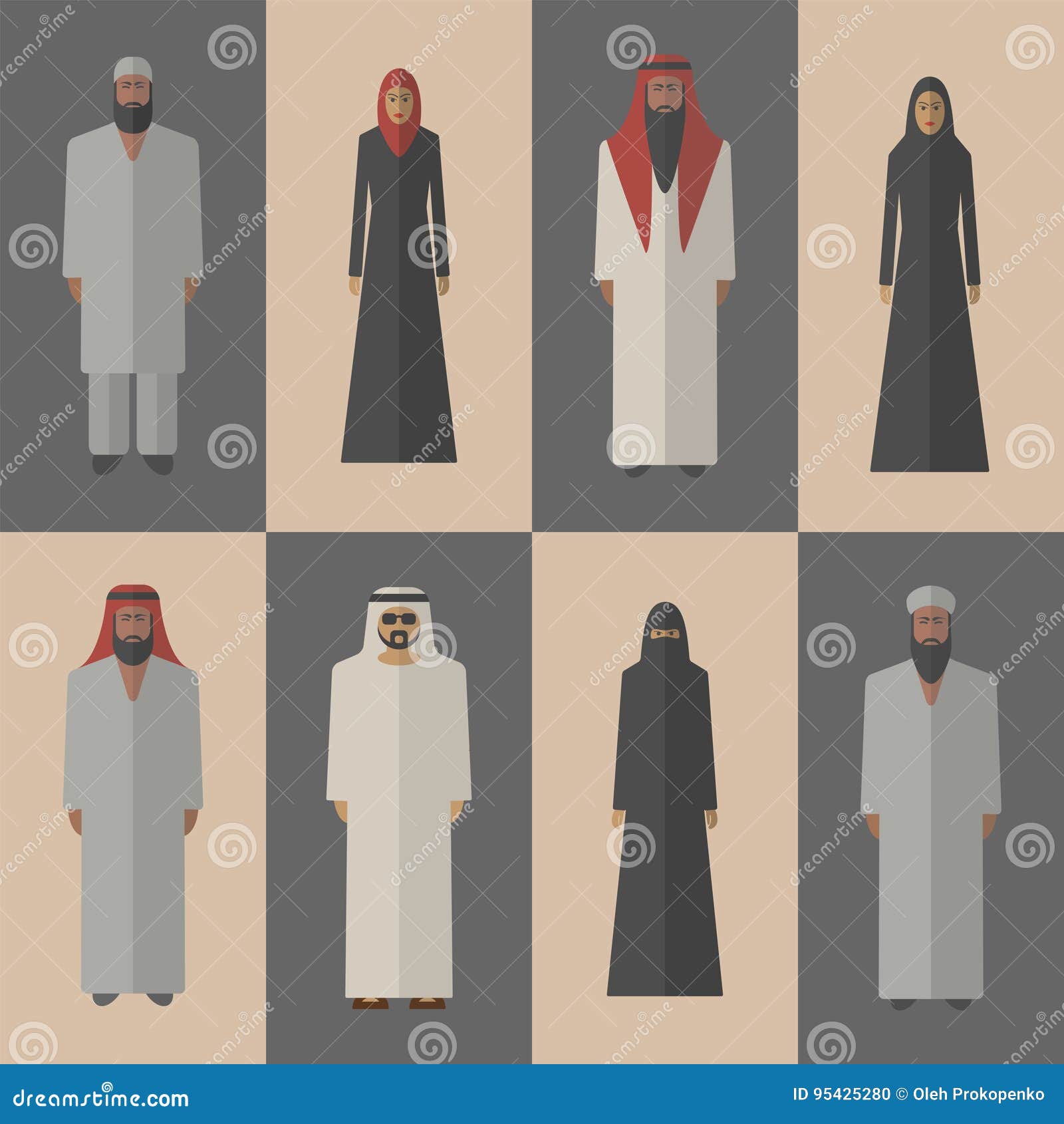 Arabic people, flat icons. stock vector. Illustration of culture - 95425280