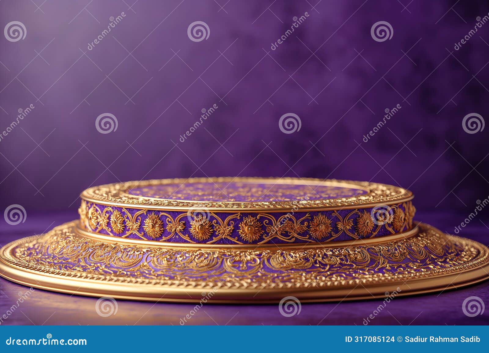 Arabic Podium Stage with Golden Dome and Arches. Stock Illustration ...