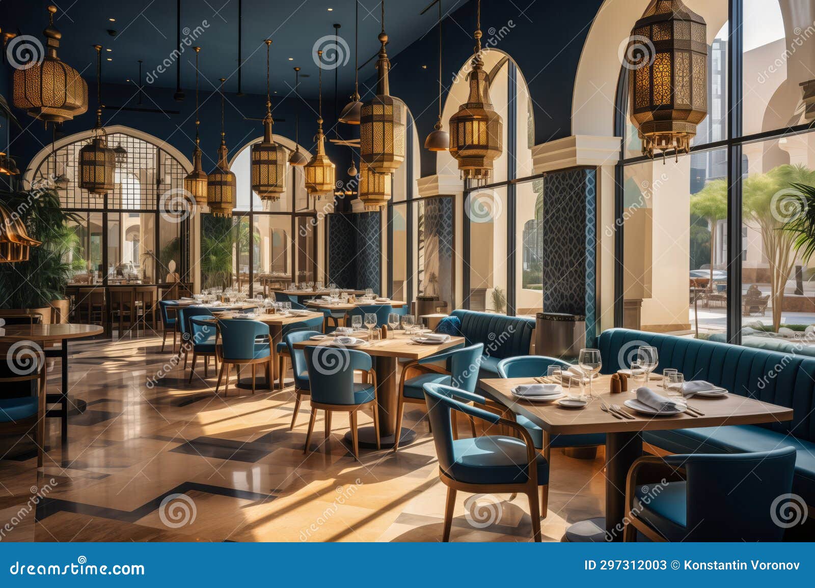 Arabic Restaurant Interior with Traditional Decor and Lanterns Stock ...
