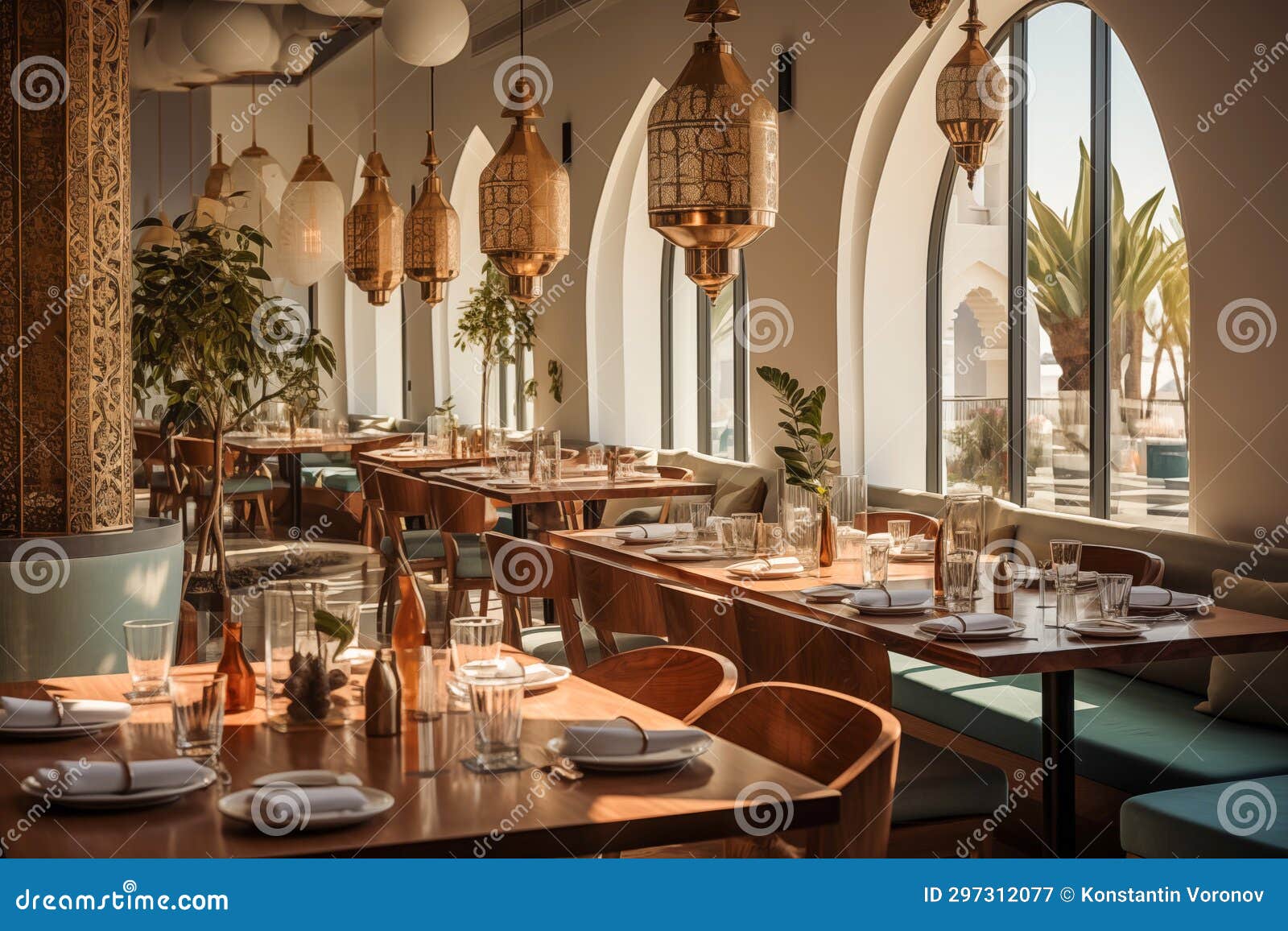 Arabic Restaurant Interior with Traditional Decor and Lanterns Stock ...