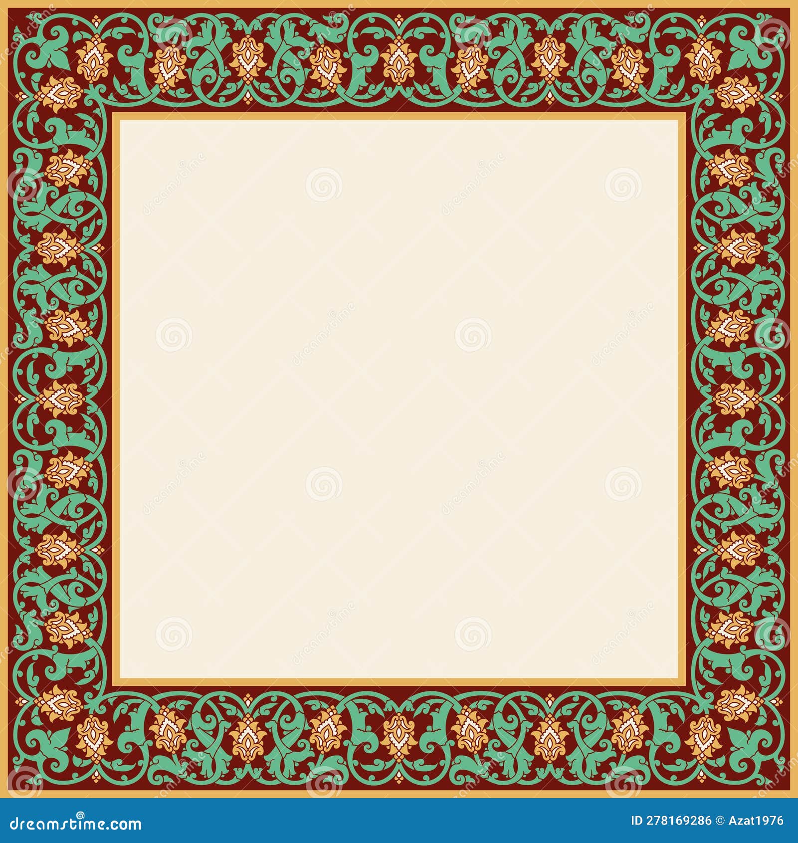 Rectangle Turkish Floral Frame for Your Design. Traditional Islamic ...