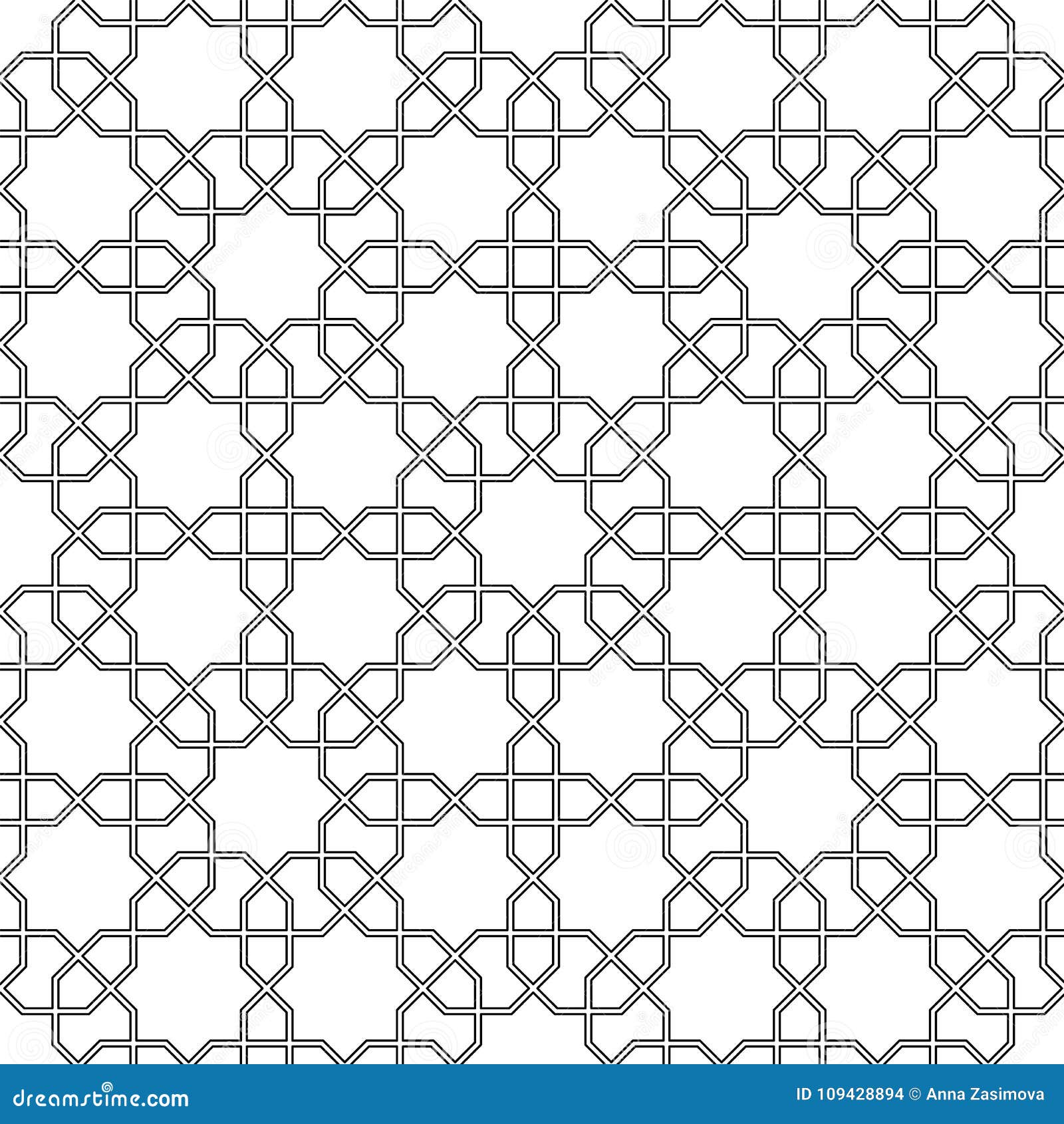 Arabic Seamless Pattern. Background. Vector Stylish Texture in Black ...
