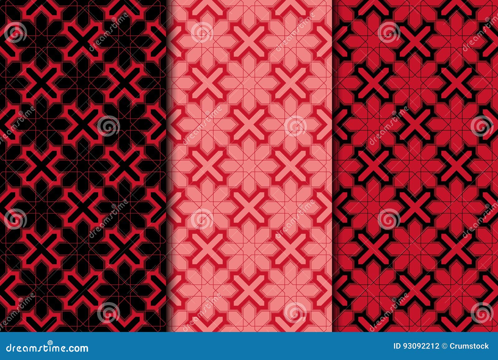 Arabic Seamless Patterns. Black and Red Ornaments for Textile and ...