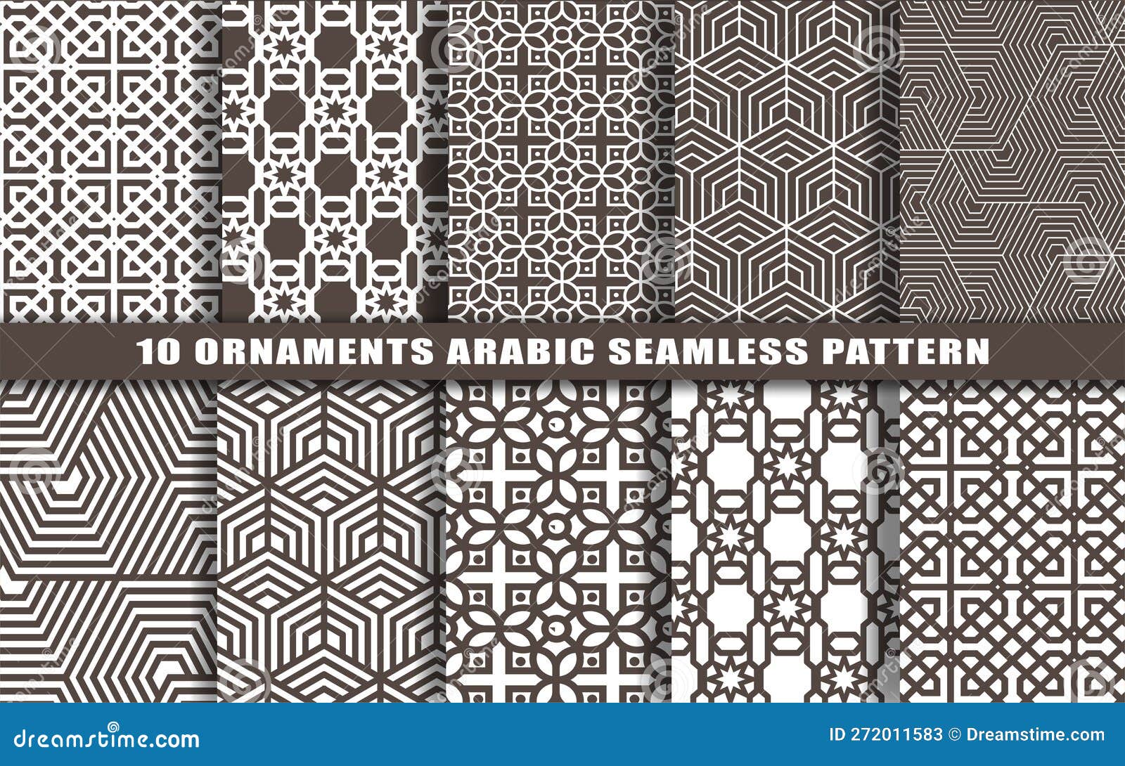 10 Arabic Seamless Patterns. Set of Islamic Background Ornaments Stock ...
