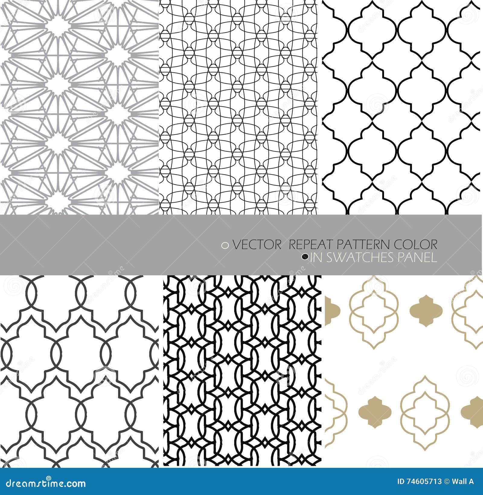 Arabic Set 6 Repeat Pattern Modern Abstract Background Stock Illustration - Illustration of ...