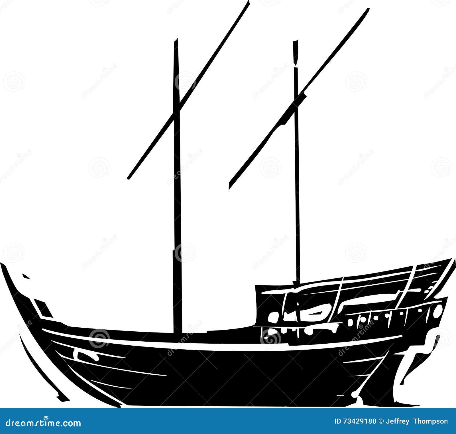 Arabic Ship Dhow at sea stock vector. Illustration of sail - 73429180