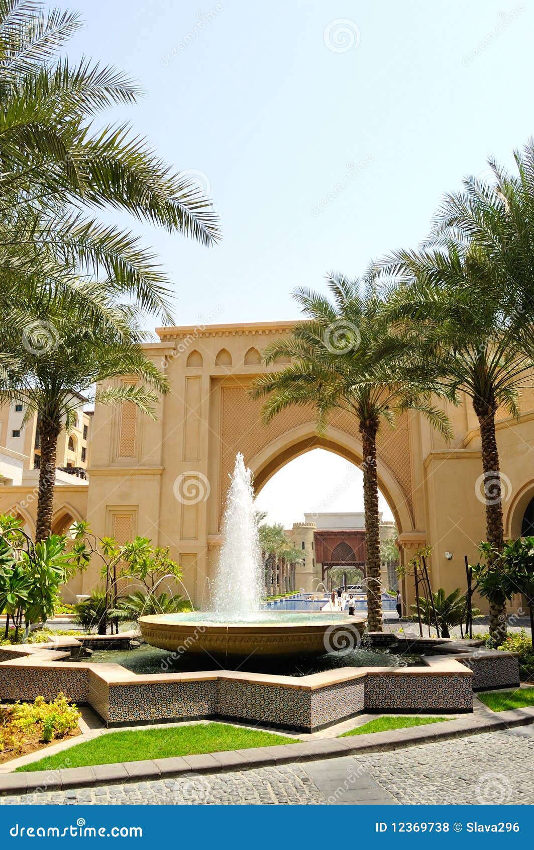 Arabic Style Hotel in Dubai Downtown Stock Photo - Image of clear ...
