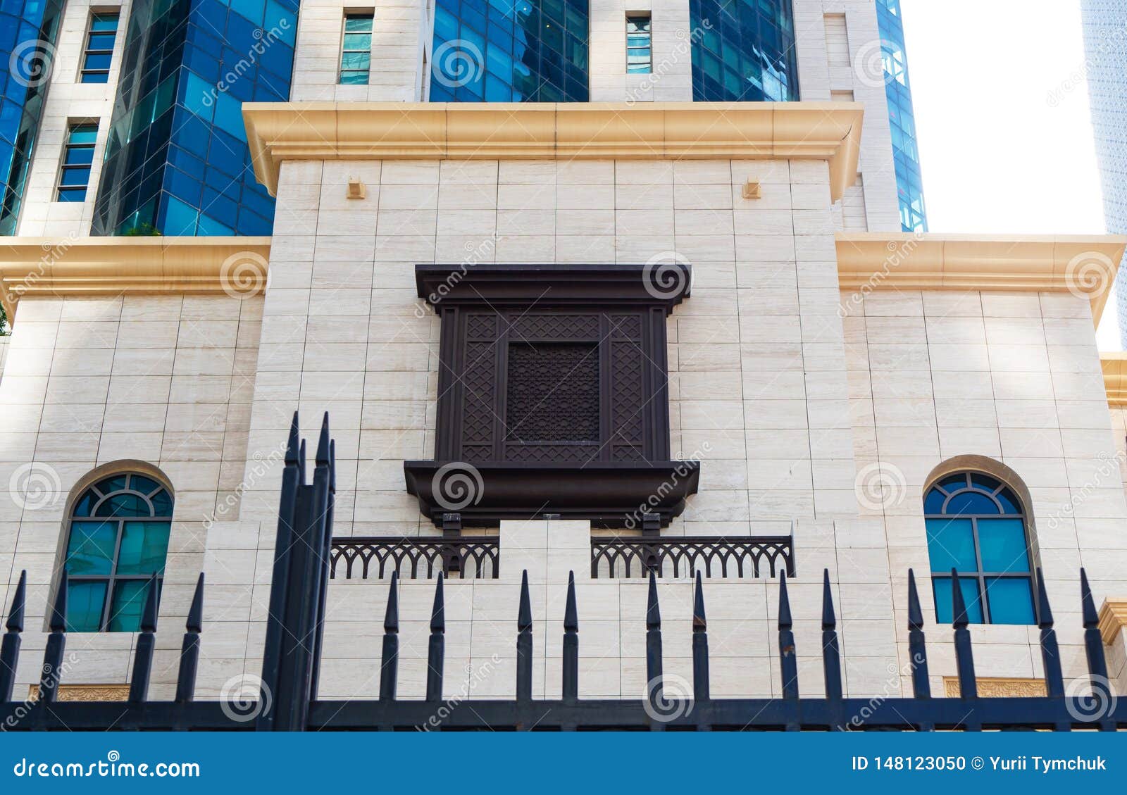 Arabic Style Rectangular Window Made of Wood with Arabesque Stock Photo ...