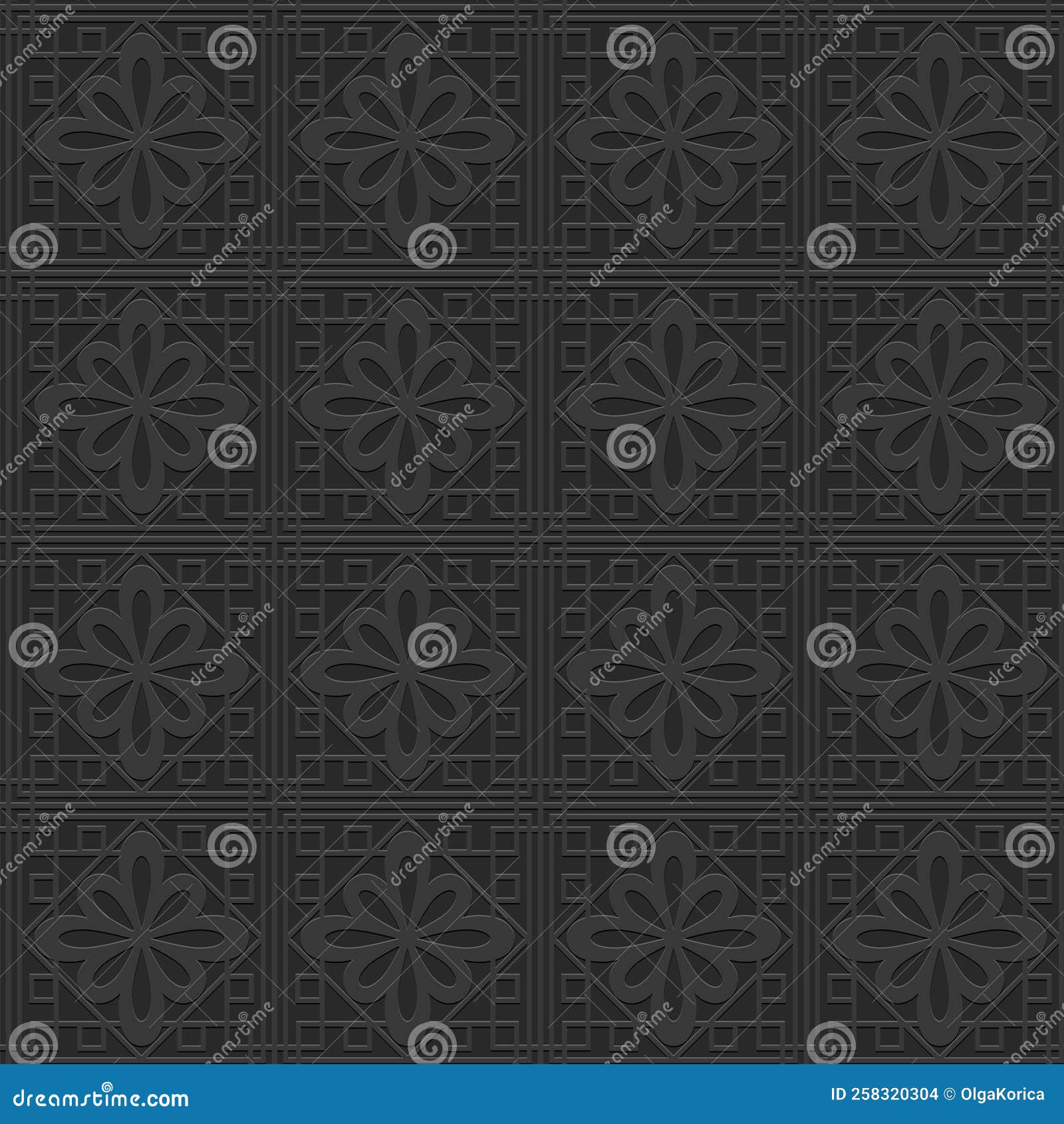 Arabic Style Seamless Pattern, Arabesque Ornate Black Monochrome ...