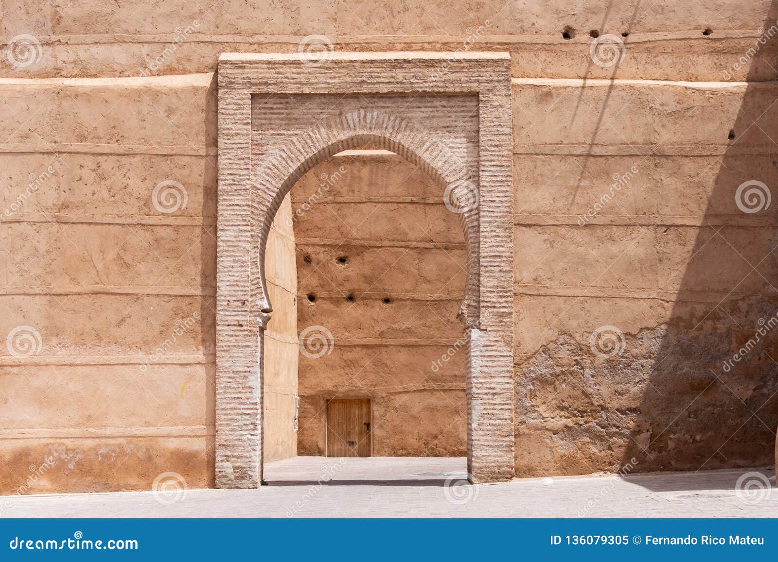 Arabic Style Wall Door on a Marrakech Street Stock Image - Image of ...