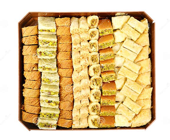 Arabic sweets in box stock photo. Image of swirl, walnuts - 95646870