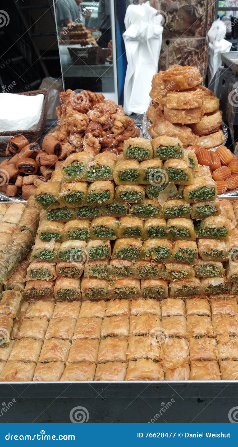 Arab sweets stock image. Image of dough, pistachios, middle - 76628477