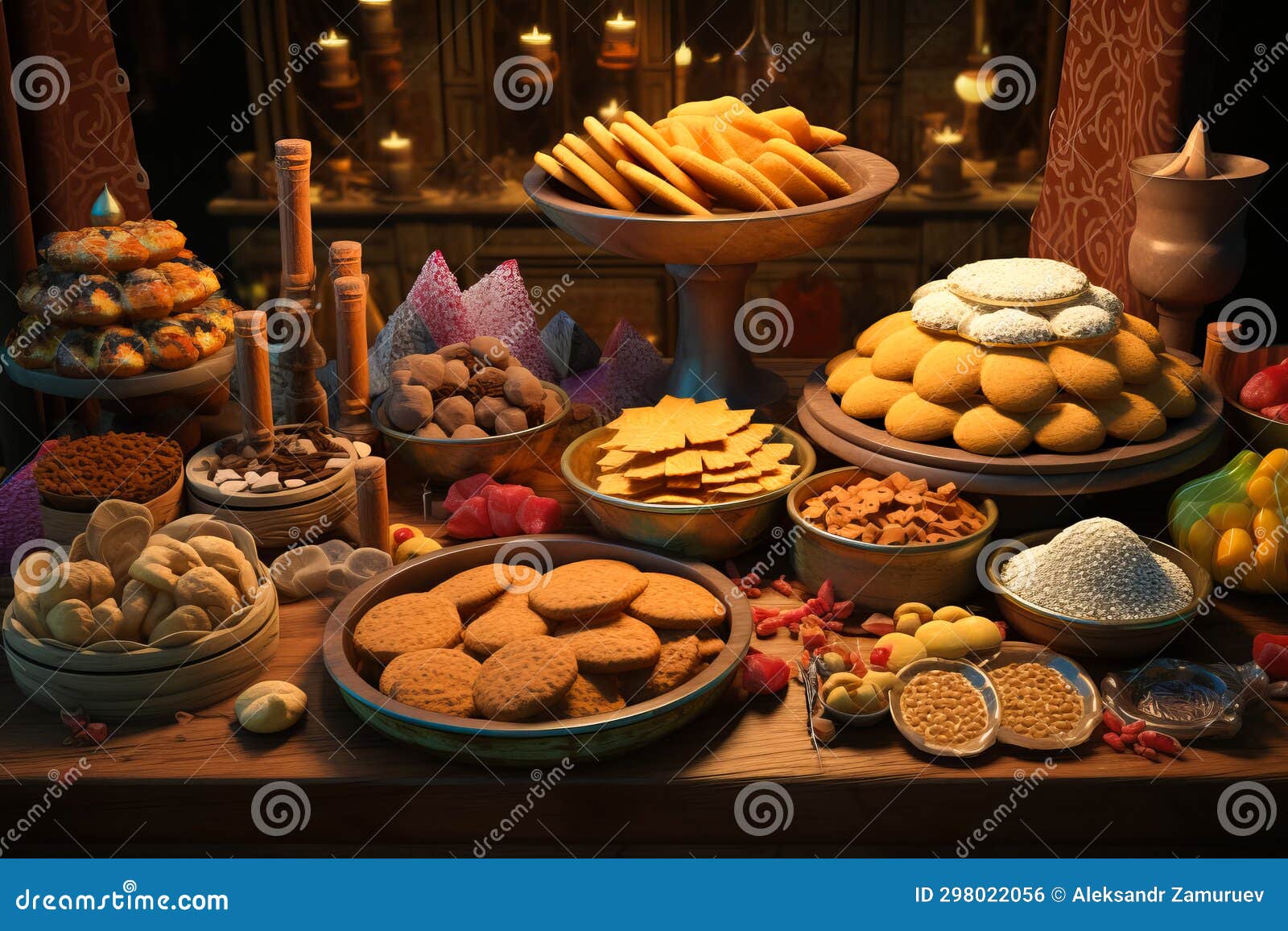 Arabic Sweets, Pastries Cookies on Served Table. Bakery Stock Photo ...