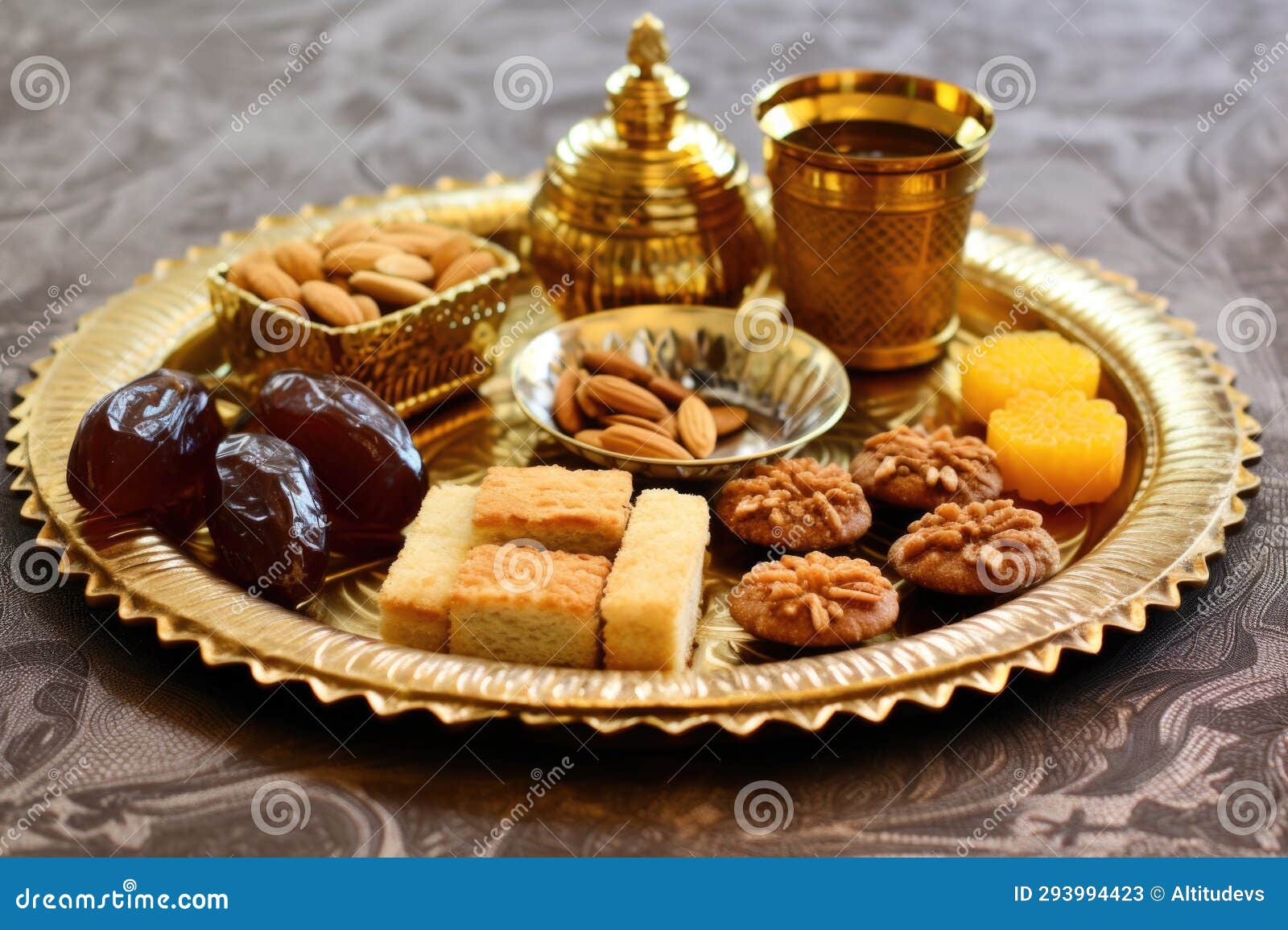 Arabic Sweets and Pastries on a Gold Platter Stock Image - Image of ...