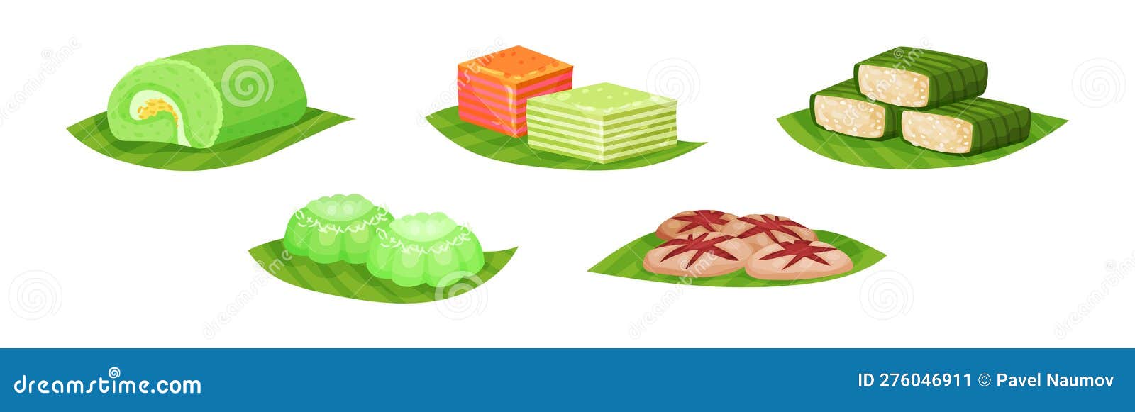 Arabic Sweets Served on Green Leaf Vector Set Stock Vector ...