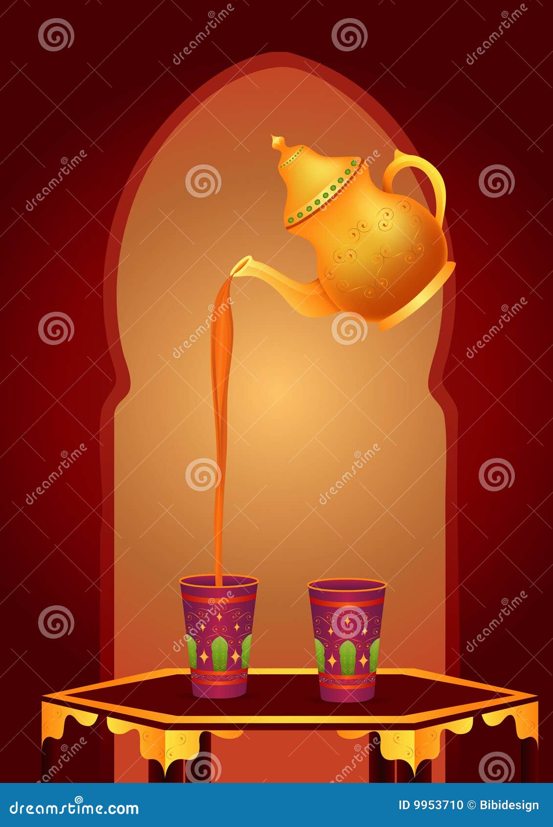 Arabic Tea stock vector. Illustration of style, gold, teapot - 9953710