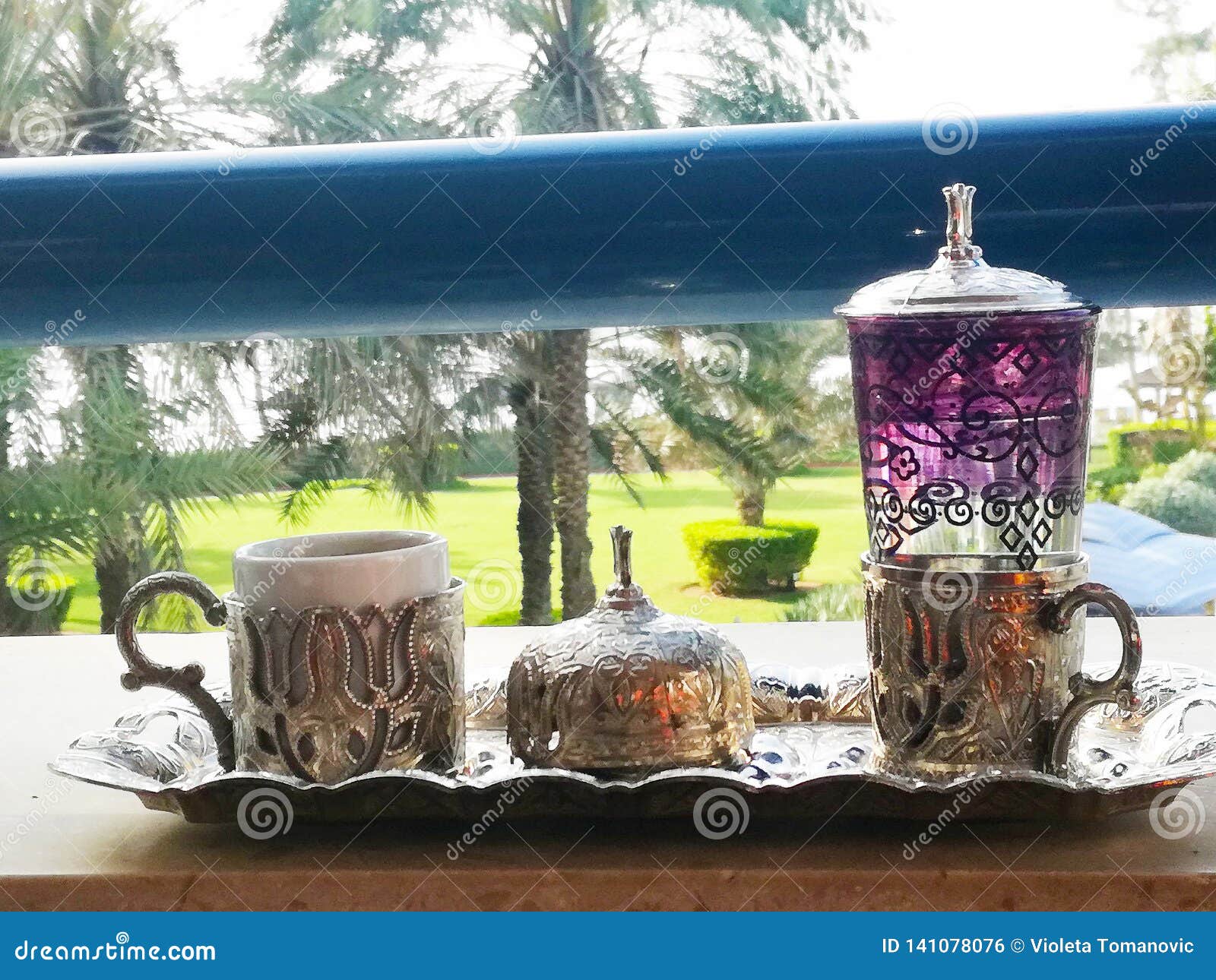 Arabic tea and coffee set stock photo. Image of plate - 141078076