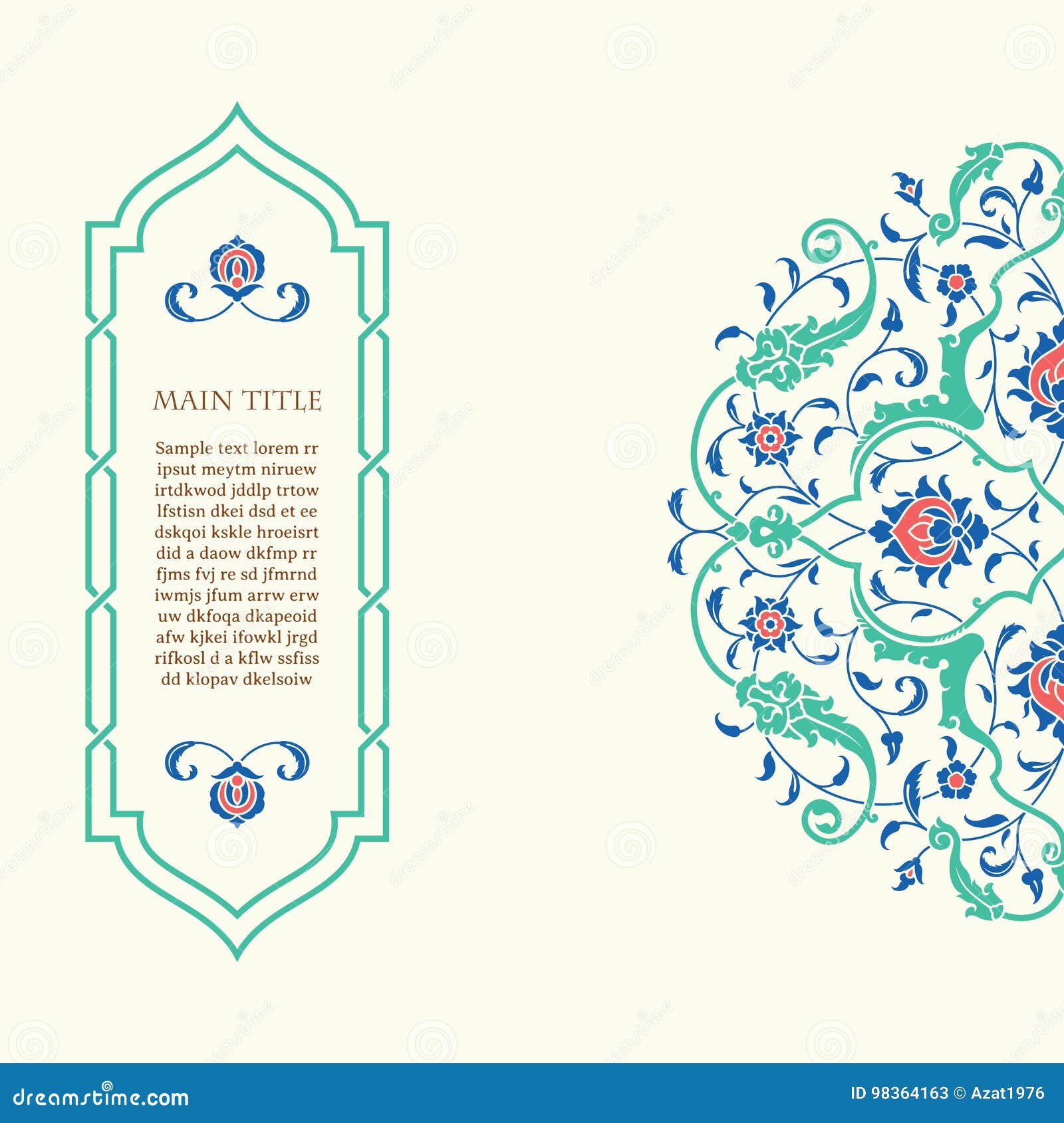 Arabic template stock vector. Illustration of floral - 98364163