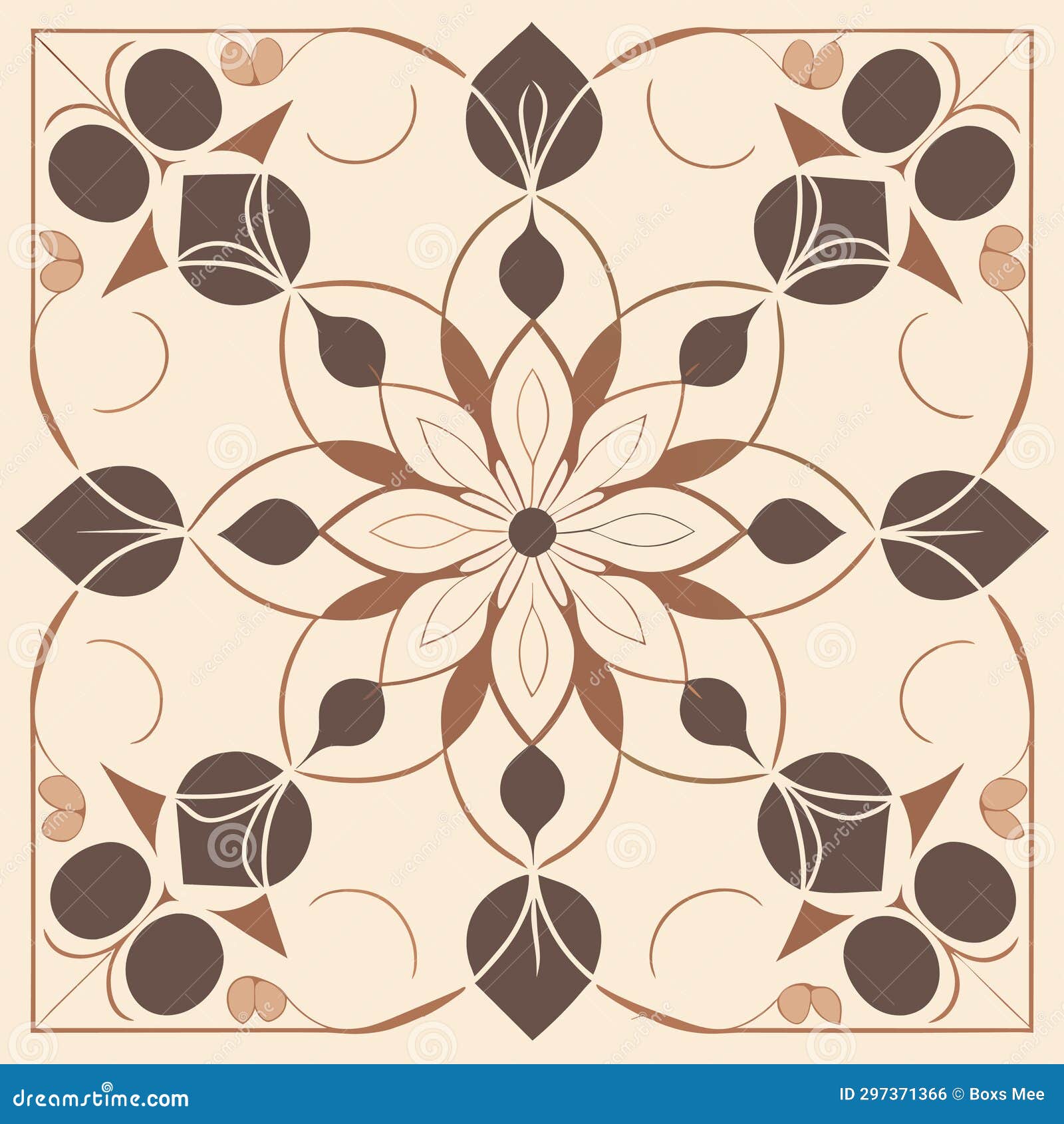 Arabic Tile Pattern in Brown Color. Arabesque Vector Ornament Stock ...