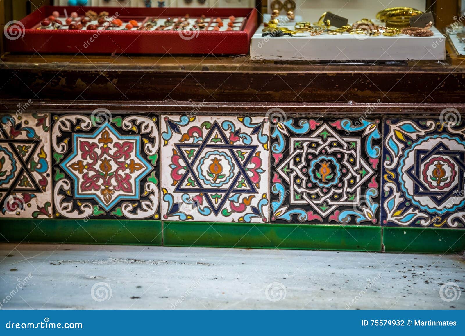 Arabic tiles stock photo. Image of wall, photograph, green - 75579932