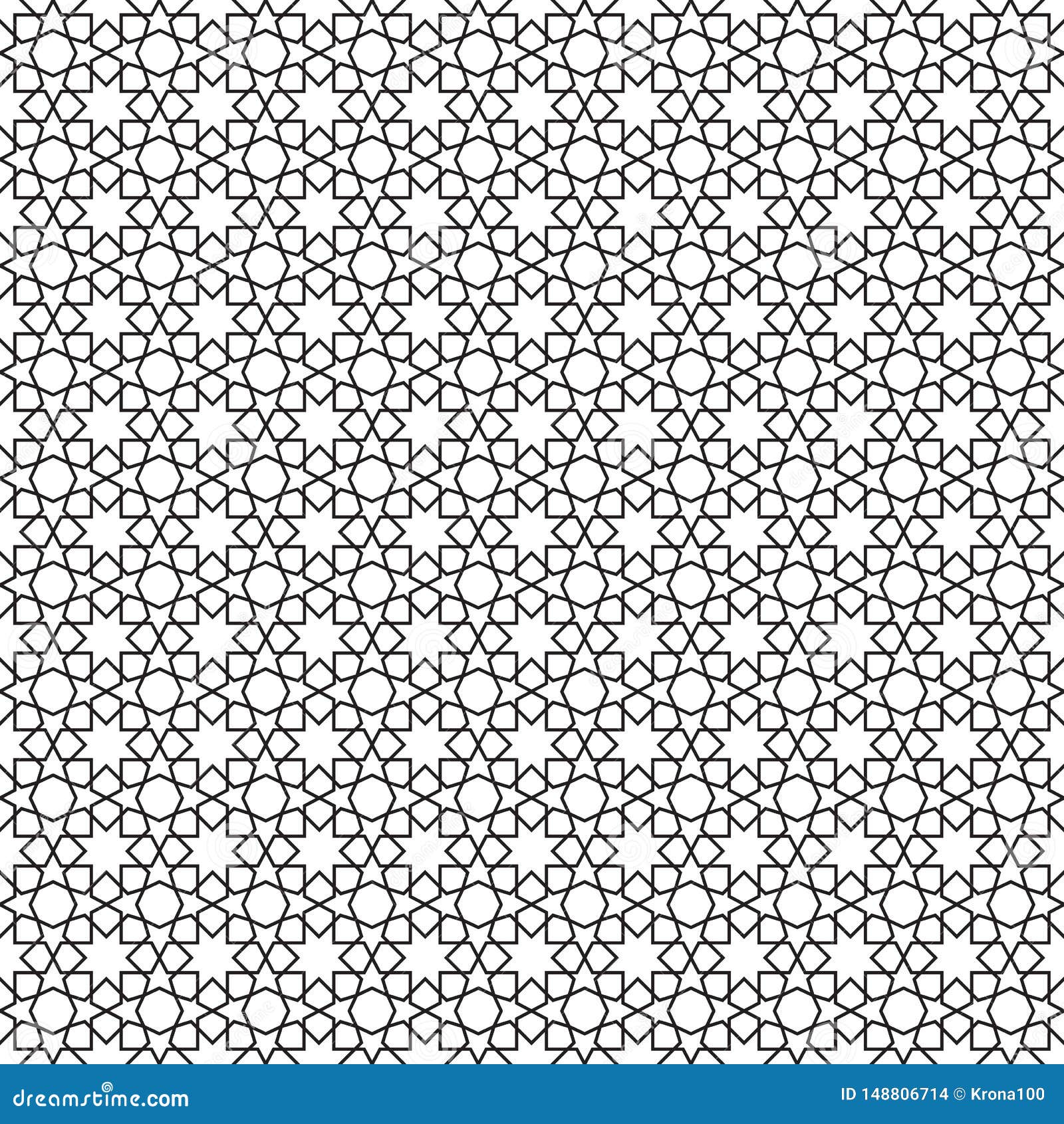 Arabic Traditional Black and White Seamless Pattern Stock Vector ...