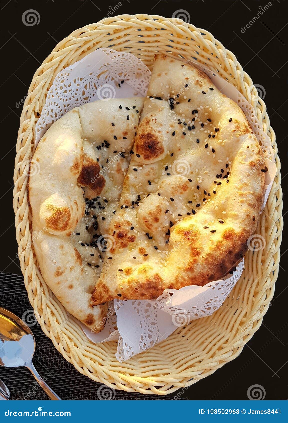 Arabic Traditional Flat Bread. . Black Background. Stock Photo - Image ...