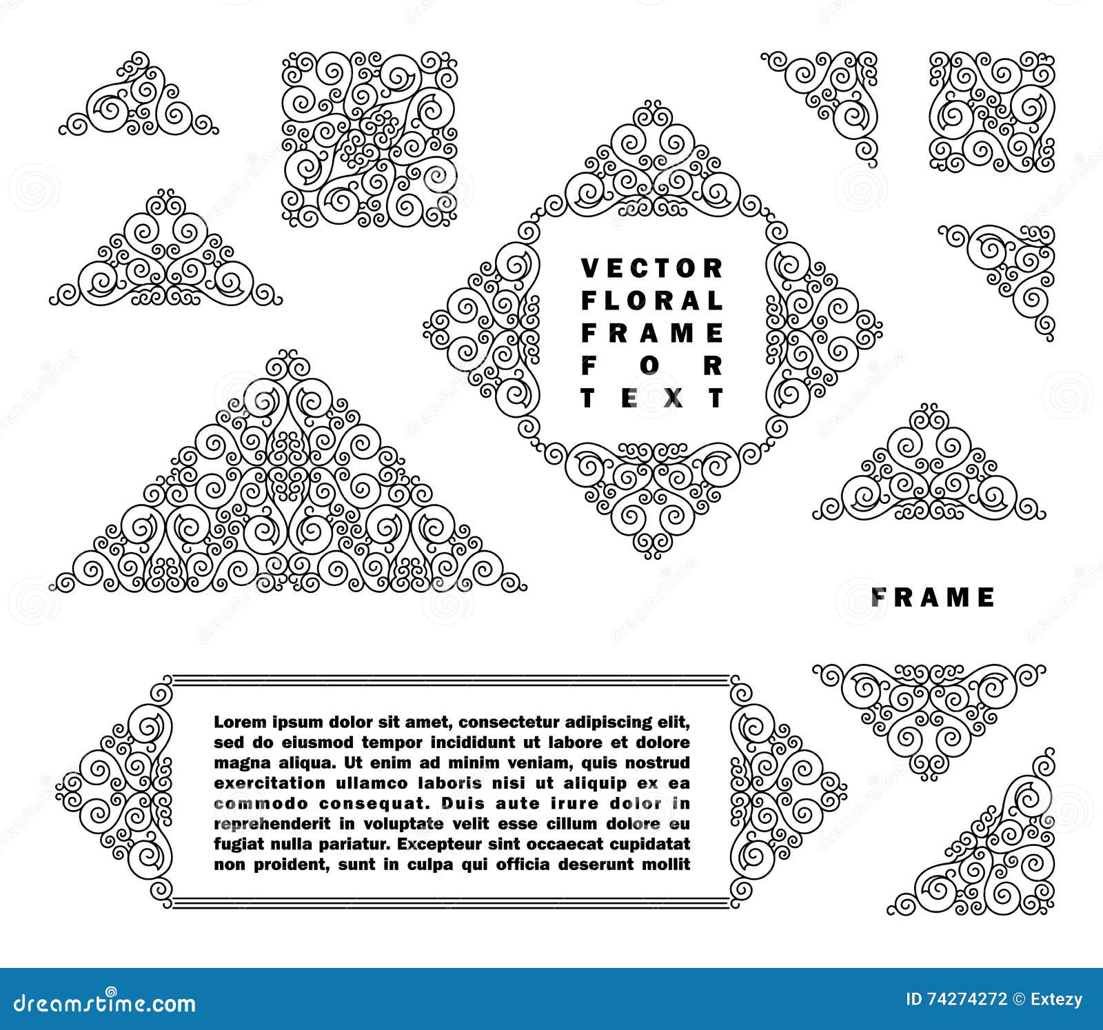 Arabic Vector Set of Frames Lines Art Design Templates. Muslim Black ...