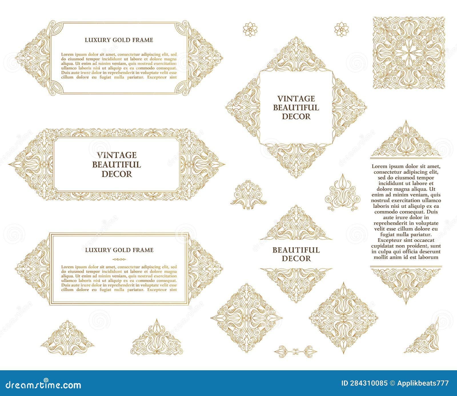 Arabic Vector Set of Frames Lines Art Design Templates. Muslim Gold ...