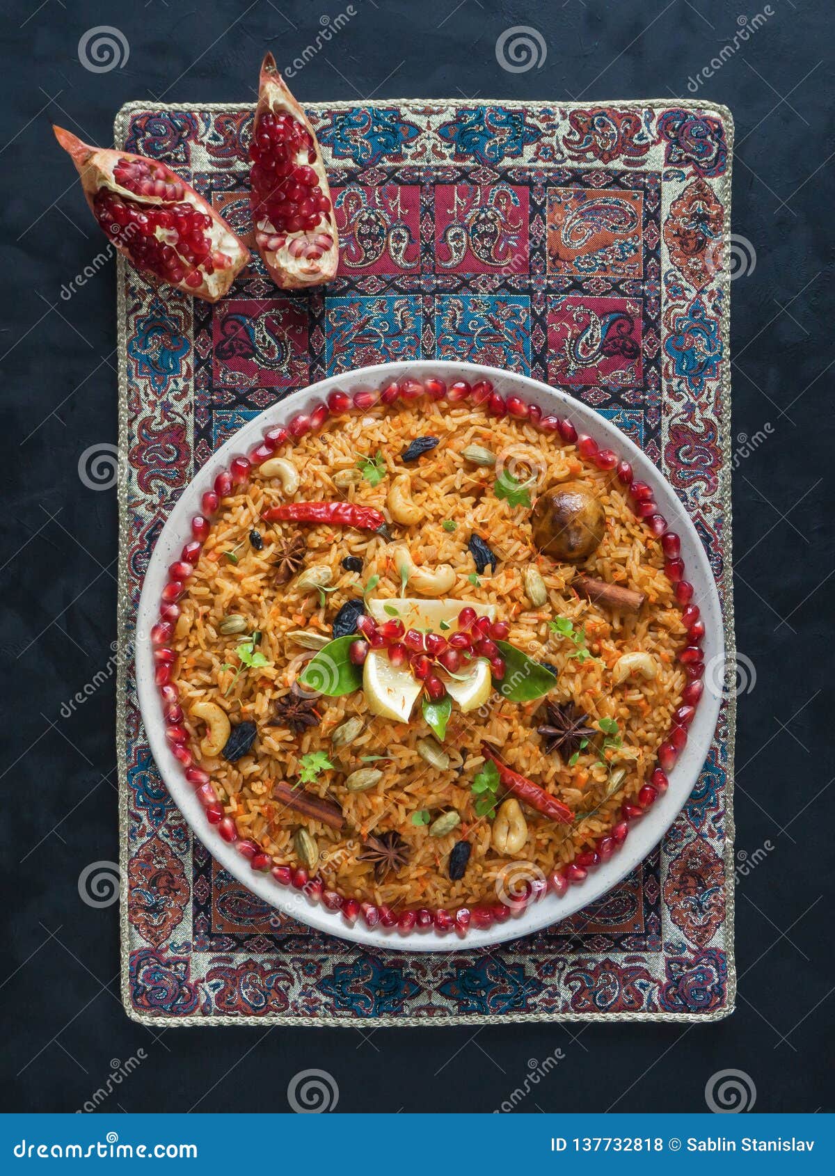 Arabic Vegetable Biryani. Persian Food. Top View. Stock Photo - Image ...