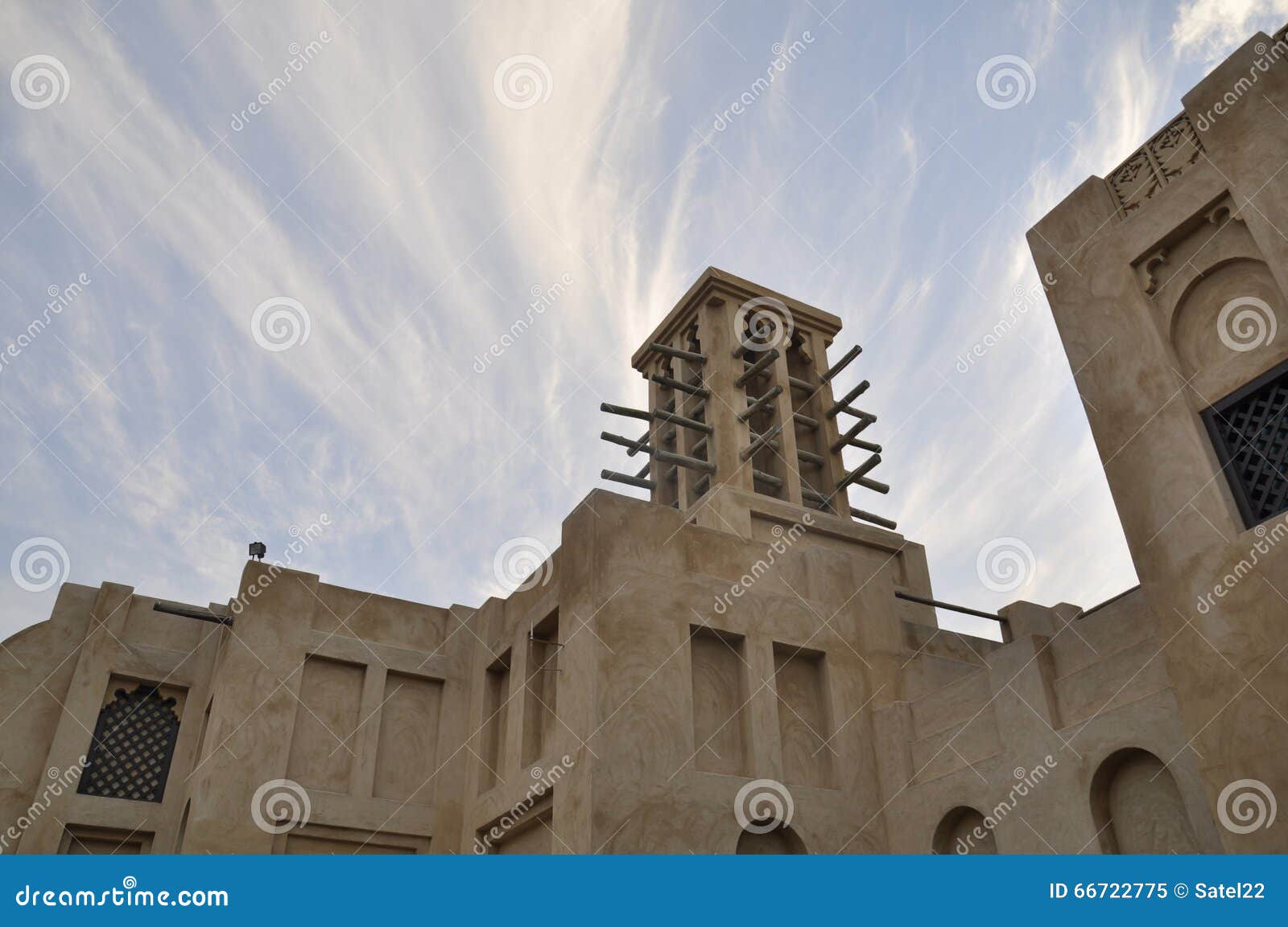 Arabic Wind Tower Architecture Stock Image - Image of middle ...