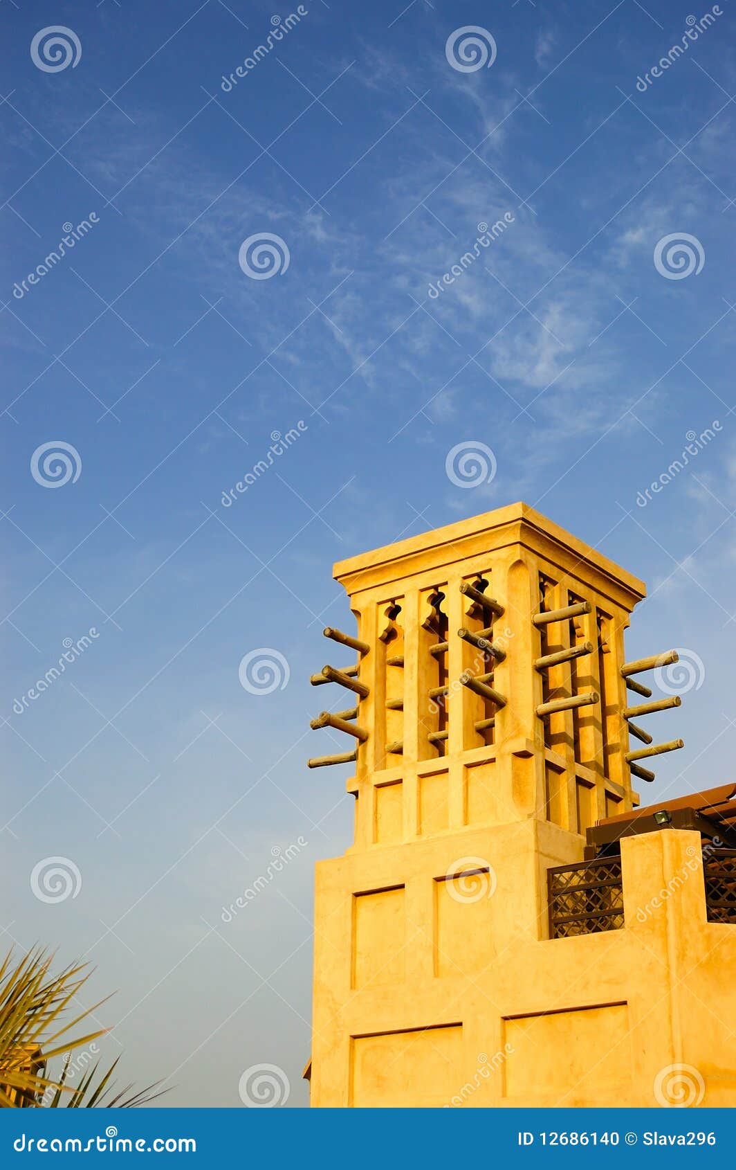 Arabic Wind Tower during Sunset Stock Photo - Image of modern, outdoor ...