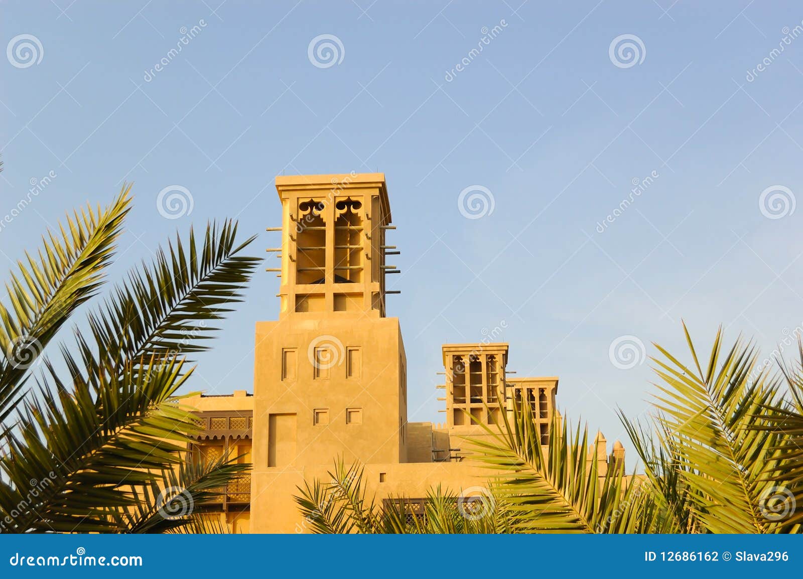 Arabic Wind Tower during Sunset Stock Photo - Image of sunset ...