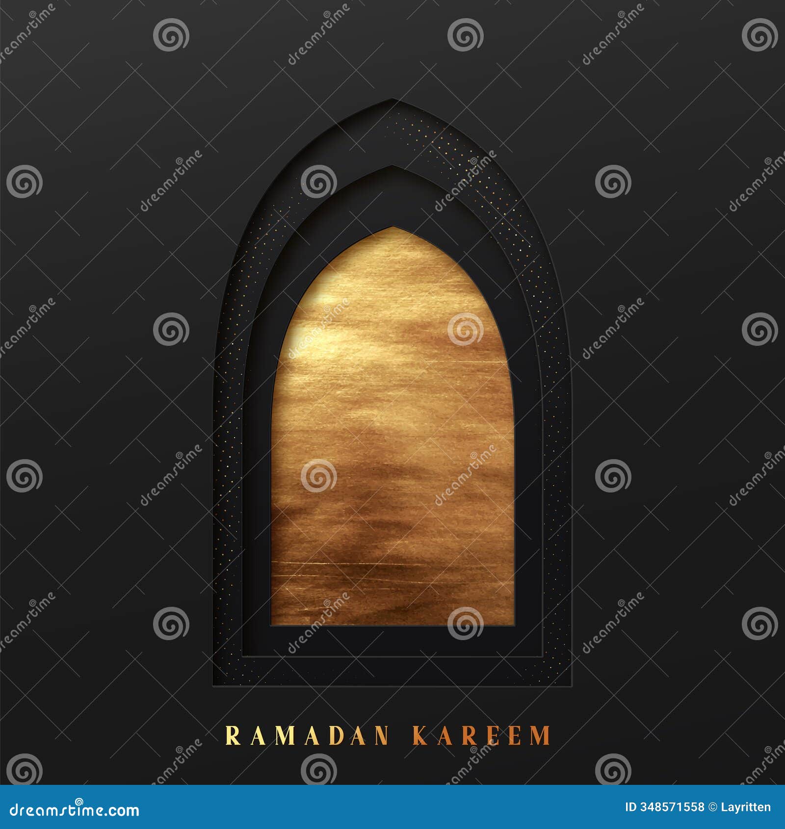 Arabic Window Design. Ramadan Kareem Greeting Card Stock Illustration ...