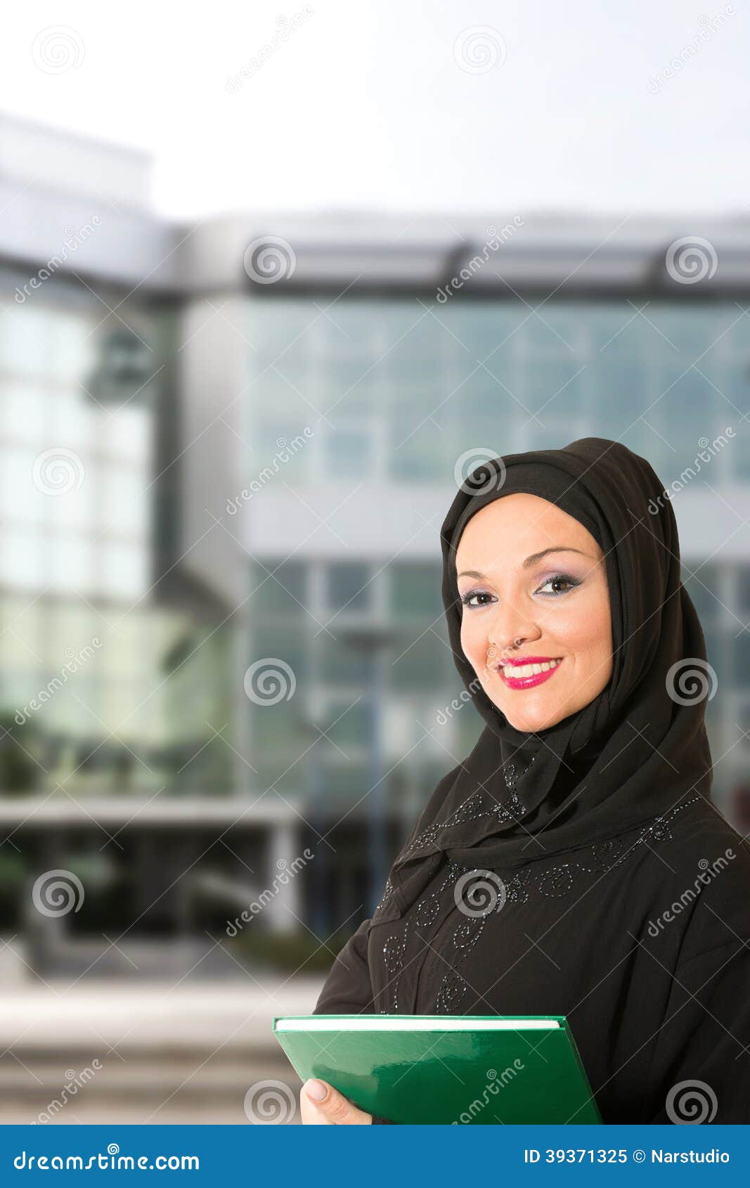 Arabic Woman Traditional Dressed, in Front of the Building Stock Image ...