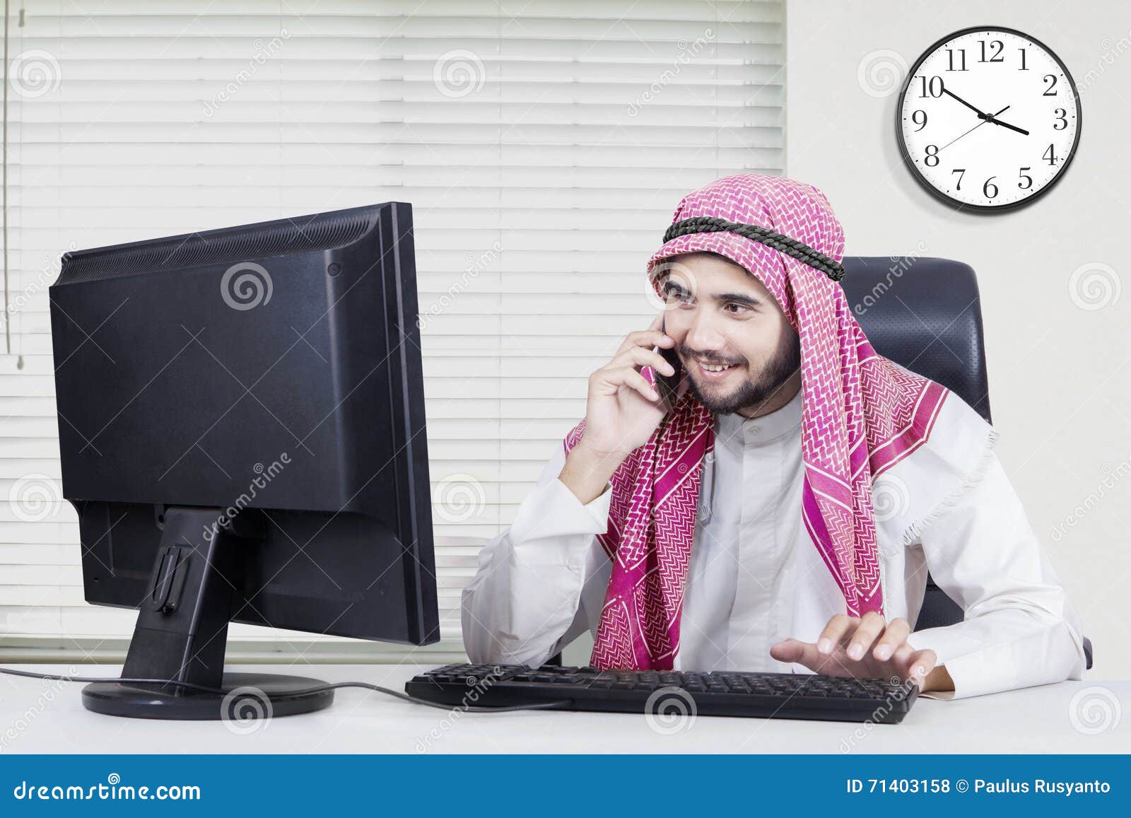 Arabic Worker Speaking on the Cellphone Stock Photo - Image of ...