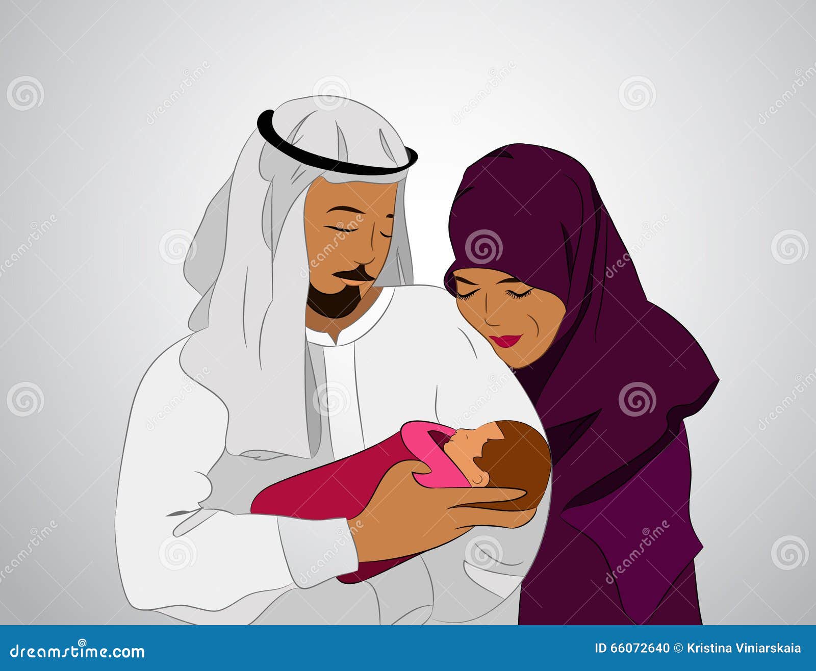 Arabisk Familj Med Ett Barn Vektor Illustrationer - Illustration av ...