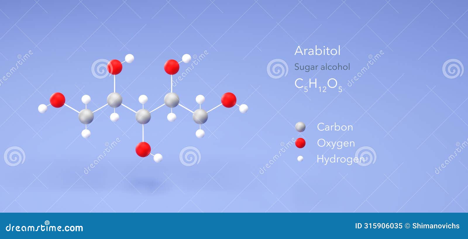 Arabitol Molecule, Molecular Structures, Sugar Alcohol, 3d Model ...