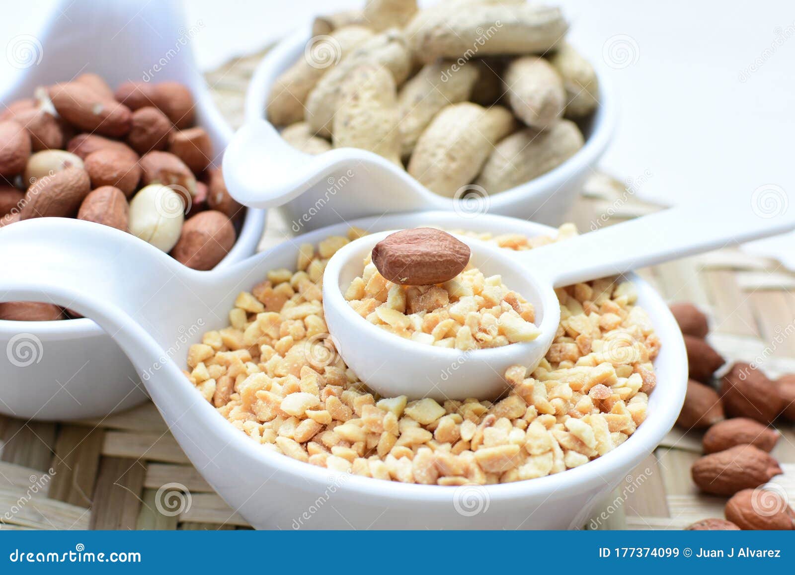 Arachis Hypogaea - Whole and Chopped Raw Peanuts Displayed in ...