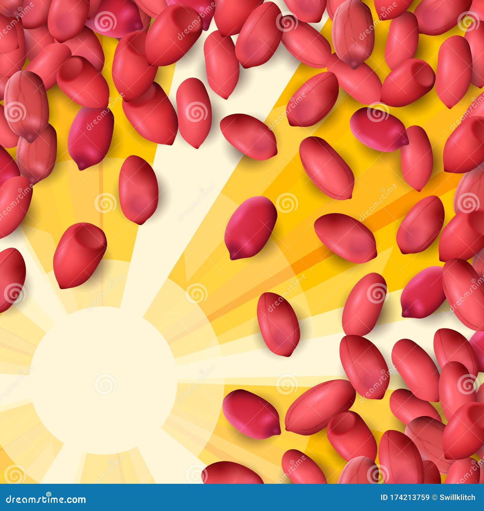 Arachis or Peanuts Background with Red Scattered Nuts and Beans Stock ...