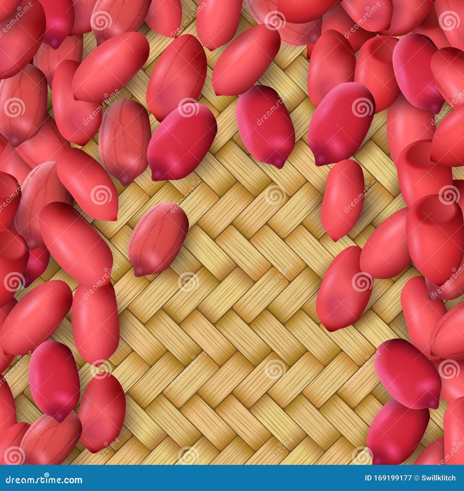 Arachis or Peanuts Background with Red Scattered Nuts and Beans Stock ...