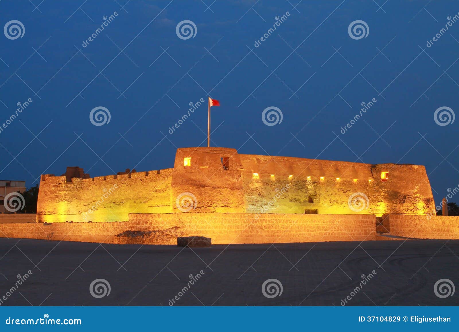 Arad Fort in Manama Bahrain at Night Stock Image - Image of ages ...