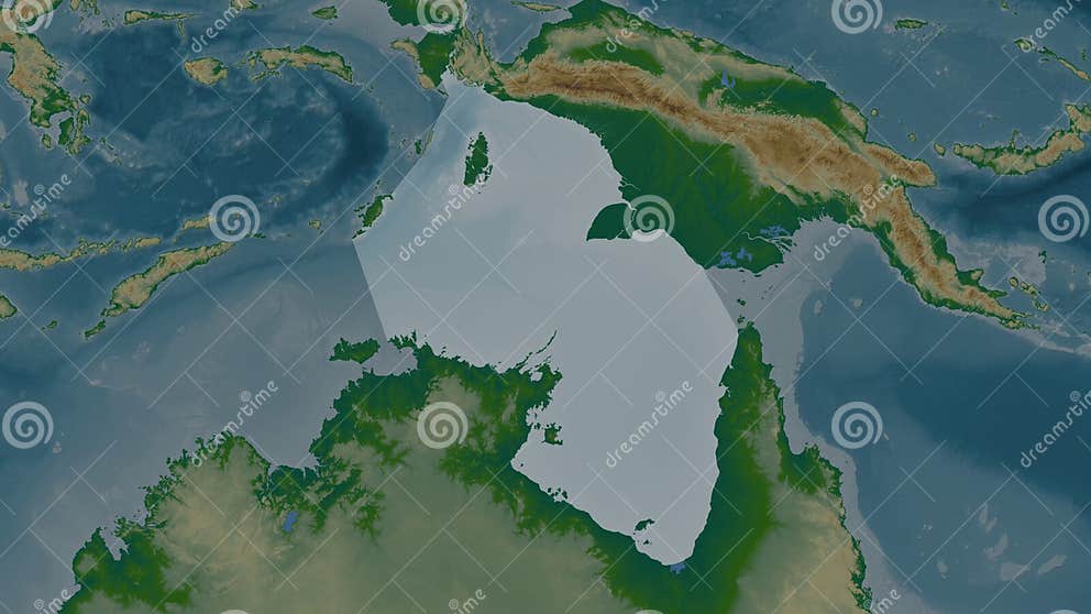 Arafura Sea Highlighted. Physical Map Stock Illustration - Illustration ...