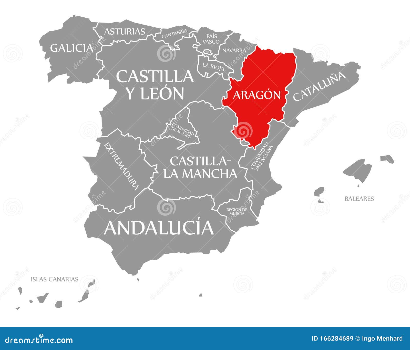 Aragon Red Highlighted in Map of Spain Stock Illustration ...