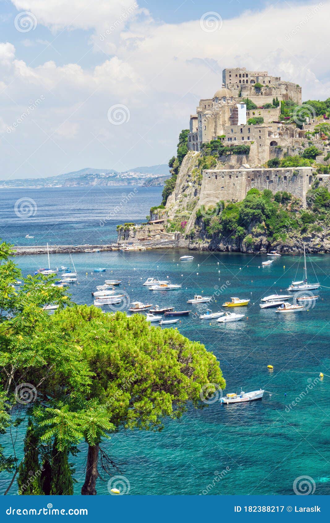 Aragonese castle, Ischia stock image. Image of cliff - 182388217