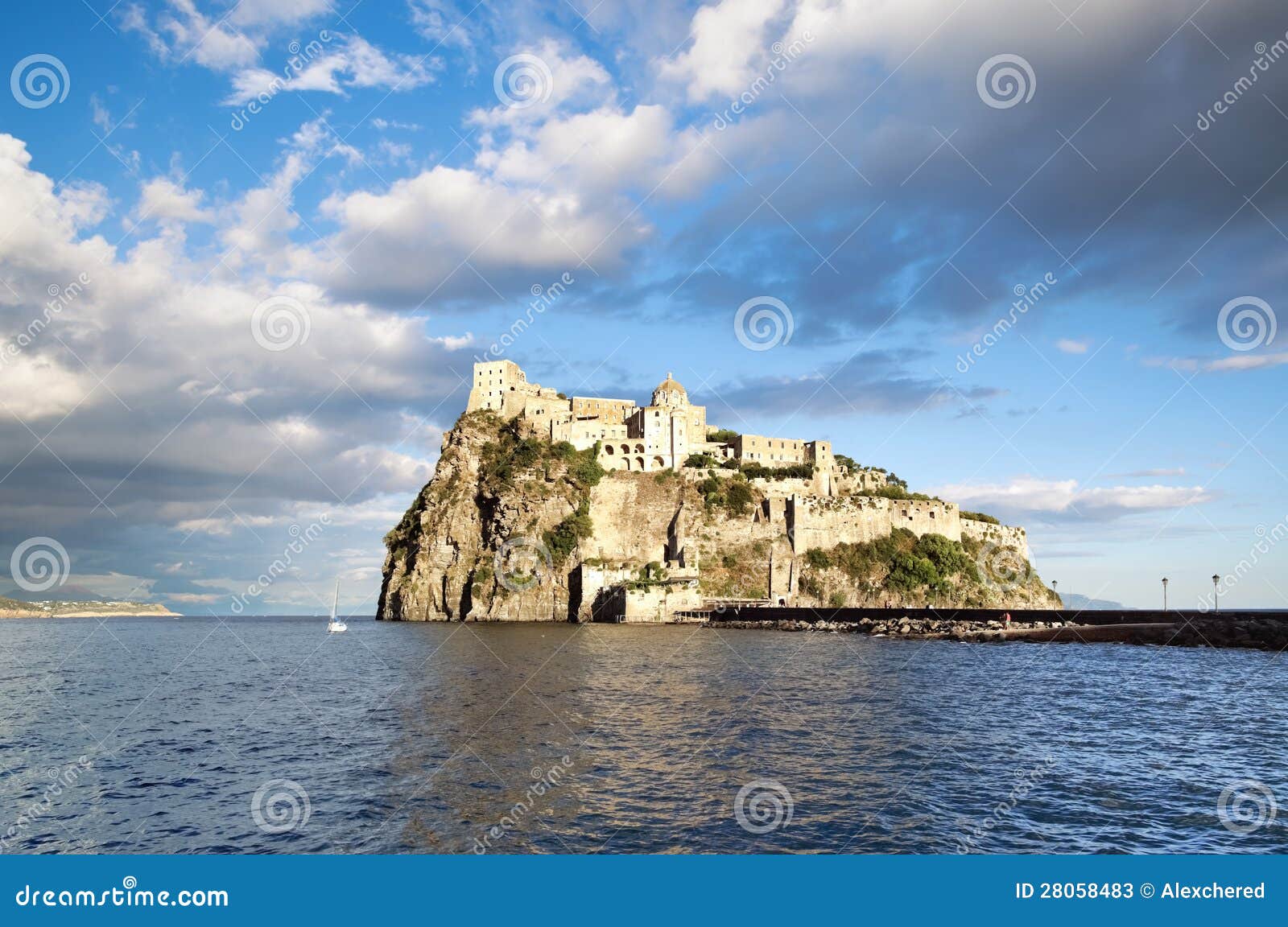 Aragonese Castle in Sunset Light, Ischia Island - Italy Stock Image ...