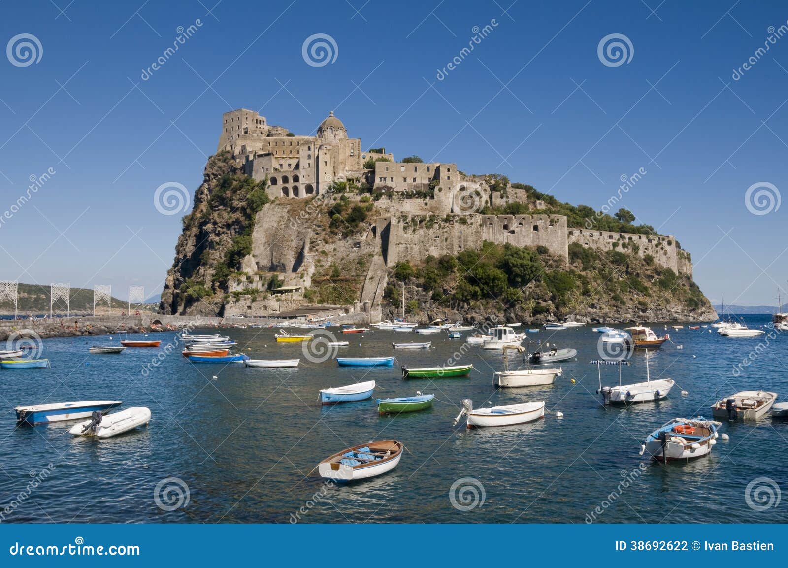 Aragonese castle in Ischia stock photo. Image of promenade - 38692622